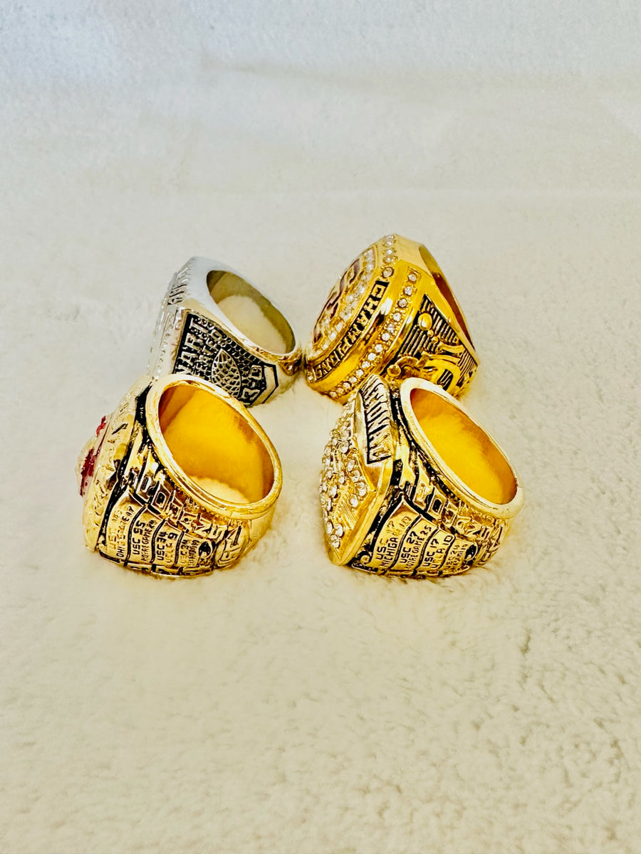 4 PCS USC Trojans 18k GP Brass Championship Ring Set, 1974-2016 | EB ...