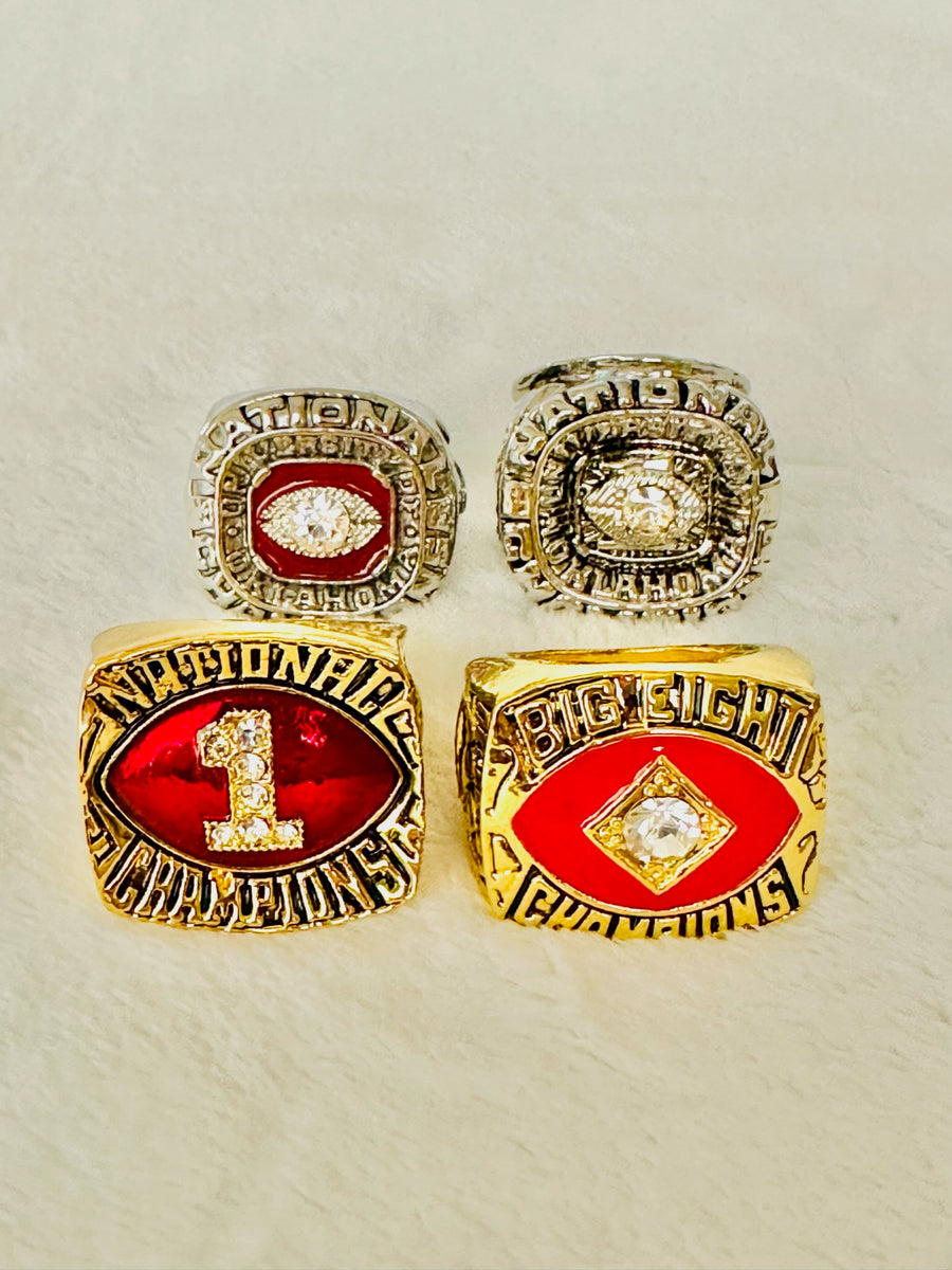 4 PCS Oklahoma Sooners Championship Ring Set W Box | EB Sports ...