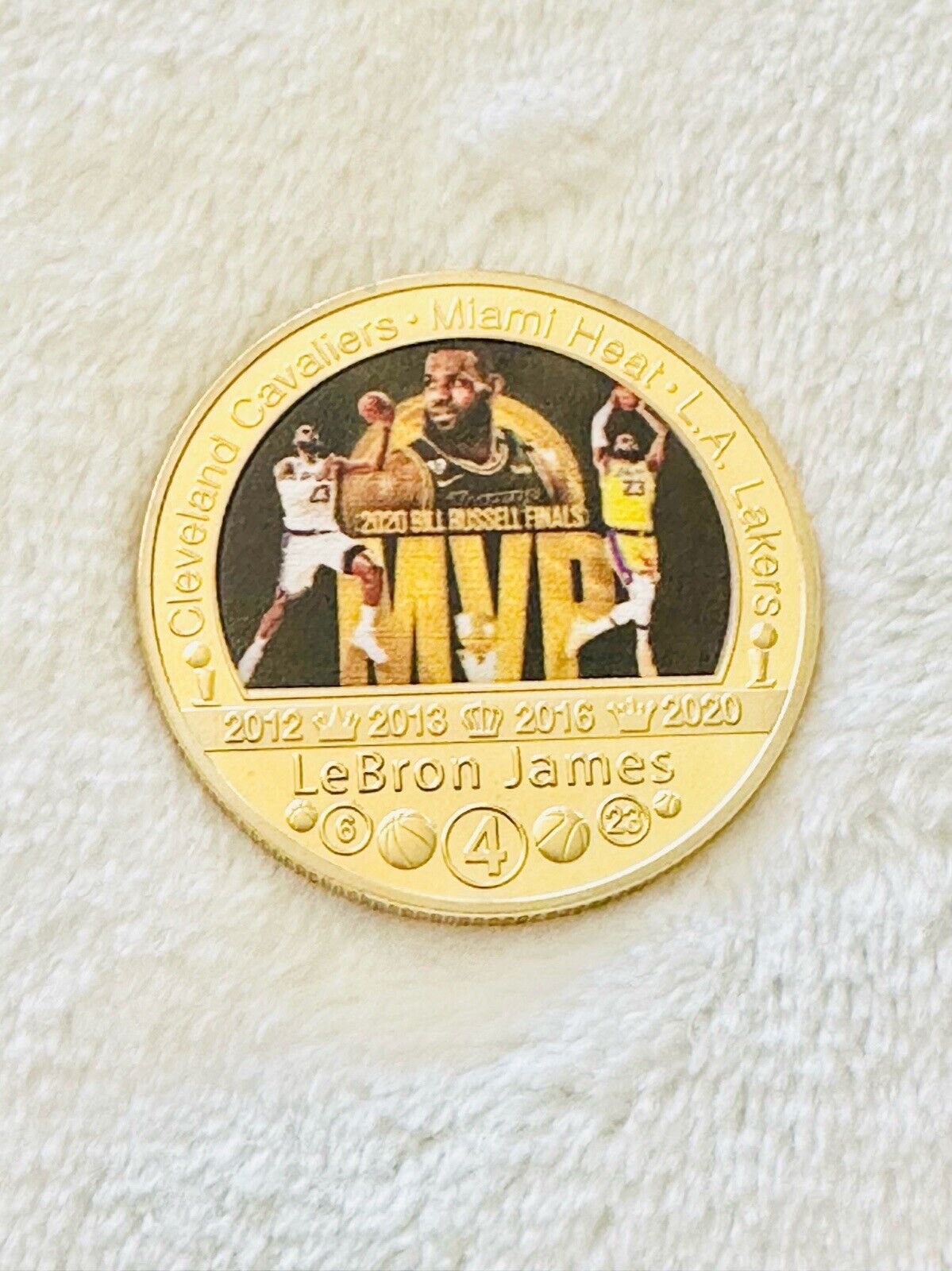 Lebron James 4 time finals MVP Commemorative Gold Coin Collectable, US ...