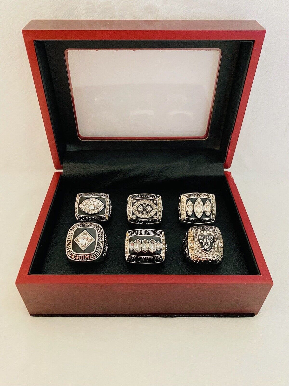 6 PCS Oakland Raiders Championship Ring Complete Set W Box, US SHIP ...