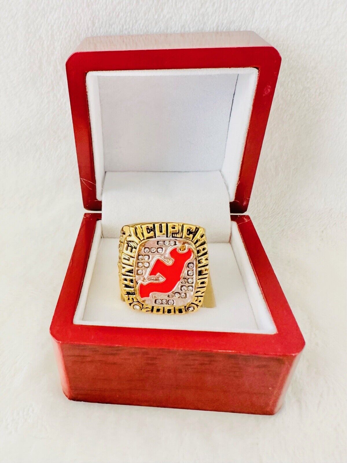 2000 Jersey Devils NHL Stanley Cup 18k GP Championship Ring W Box, SHIP ...