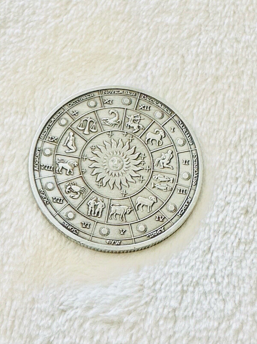 Zodiac Silver Twelve Constellations Colorful challenge Coin, Zodiac ...