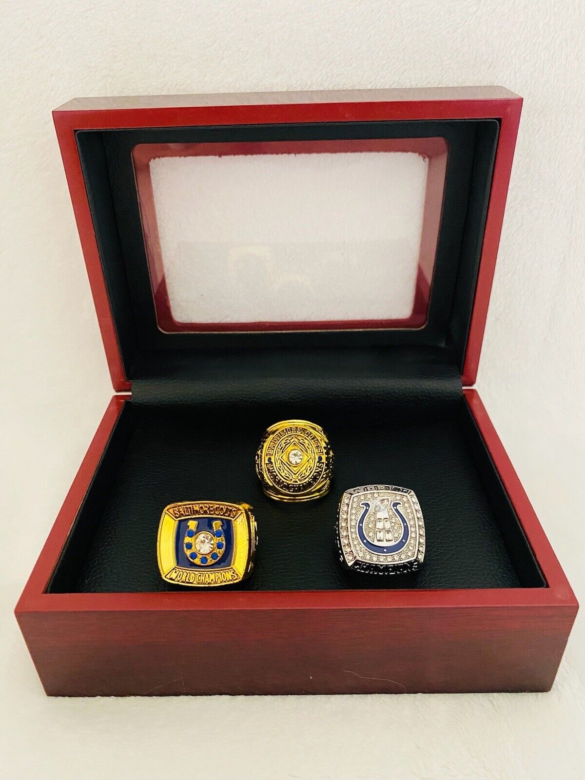 3 PCS Baltimore/Indianapolis Colts Championship Ring SET W Box, US SHIP ...